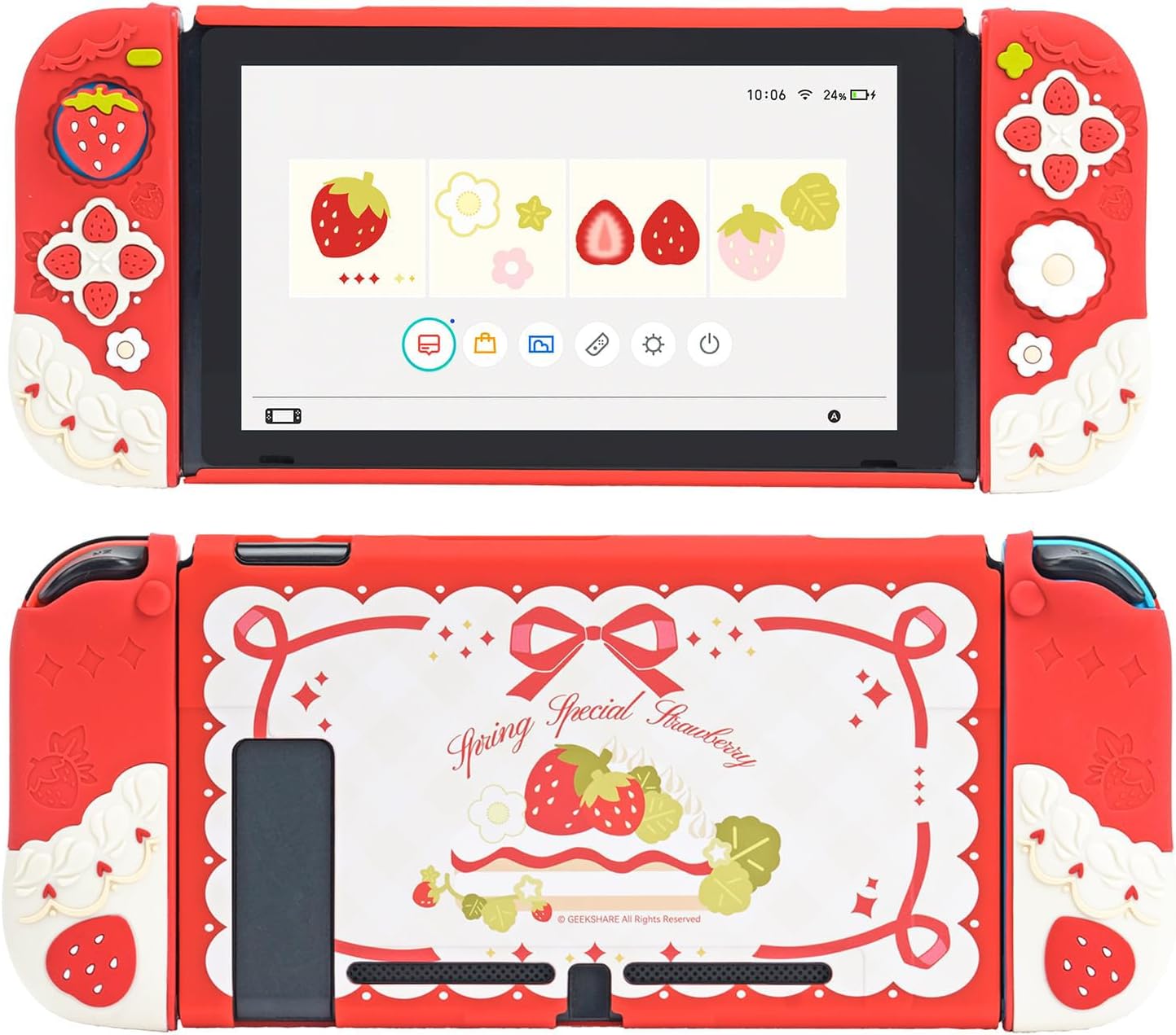 Nintendo Switch og OLED Cream Strawberry silikoneskin – Appaz