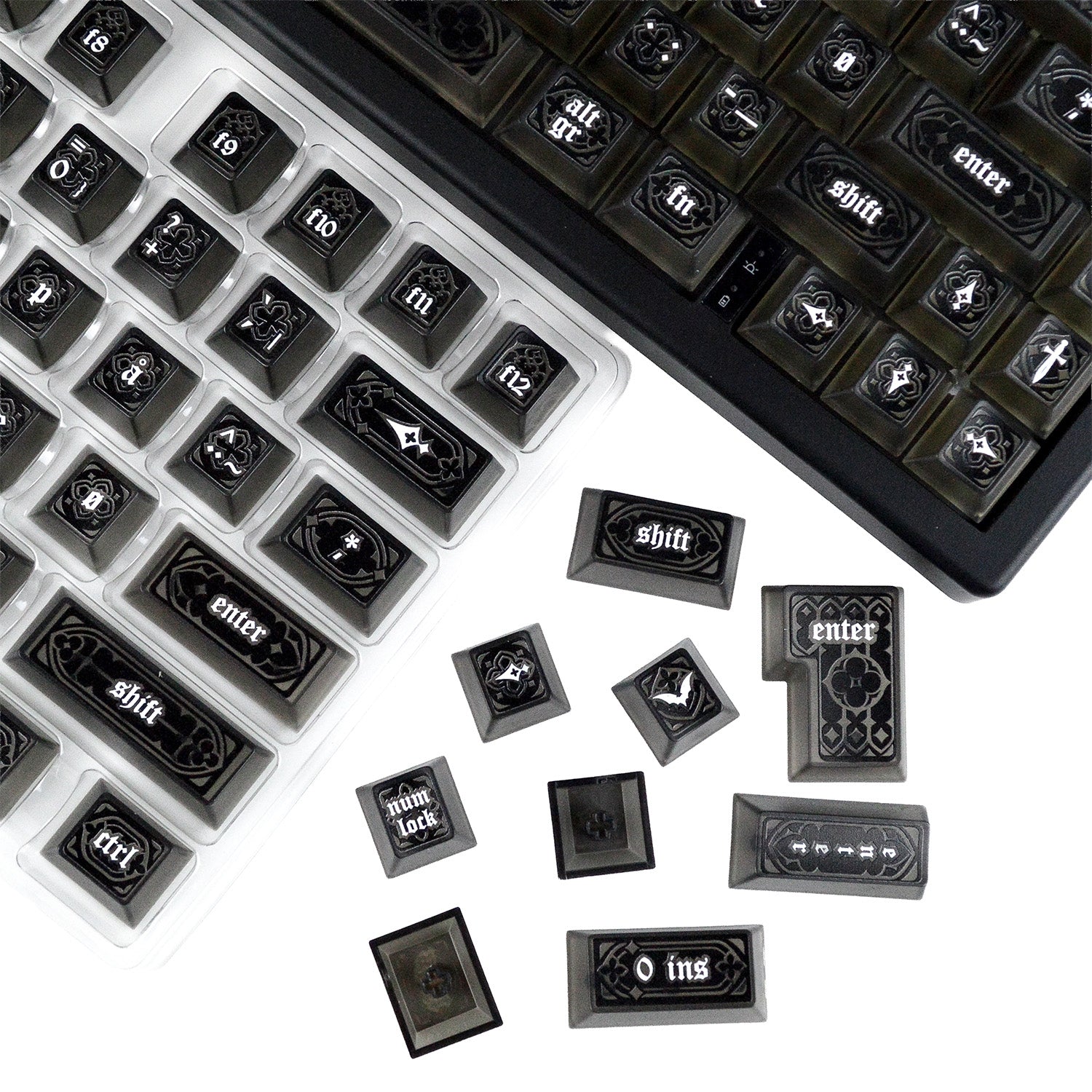 Gothic Midnight Black keycaps – 125 taster til dansk, norsk svensk og ...